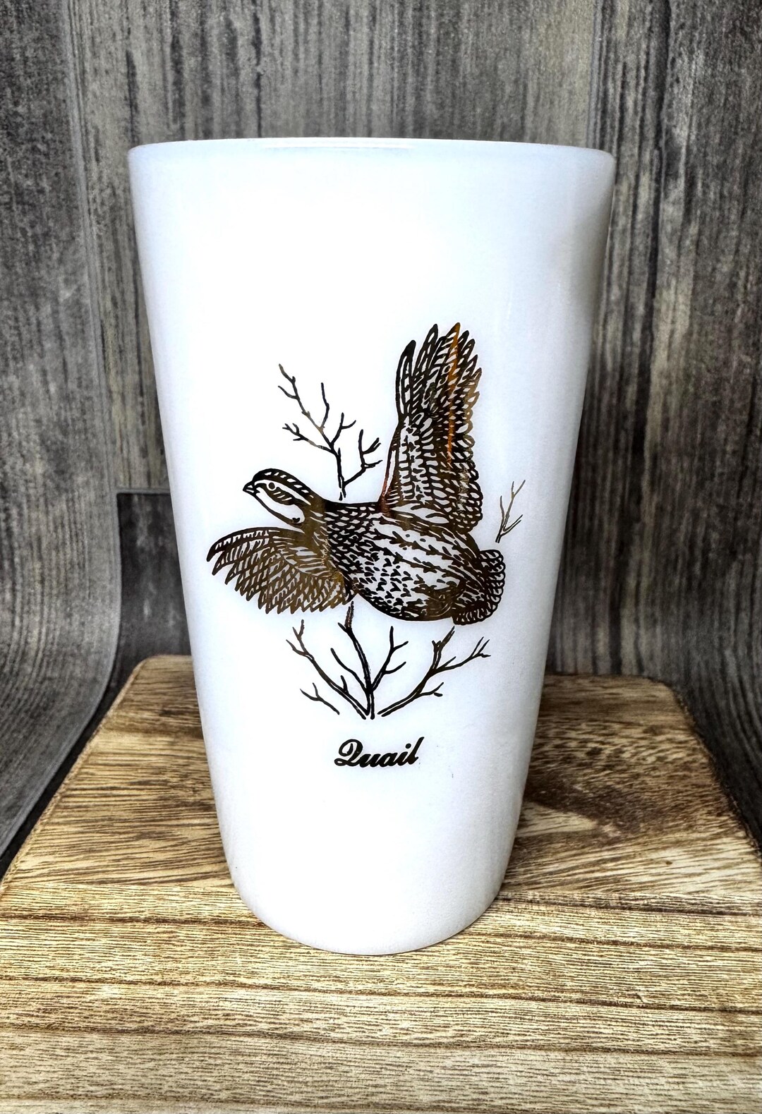 Federal Glass Company Milk Glass Drinking Cup 22kt Gold Quail - Etsy