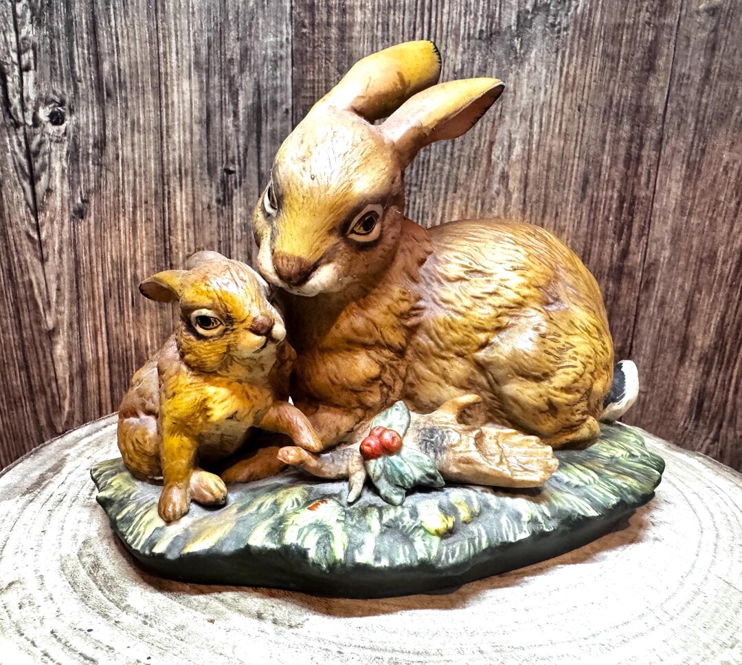 Homco Masterpiece Collection Porcelain Mother Rabbit Baby Bunny ...