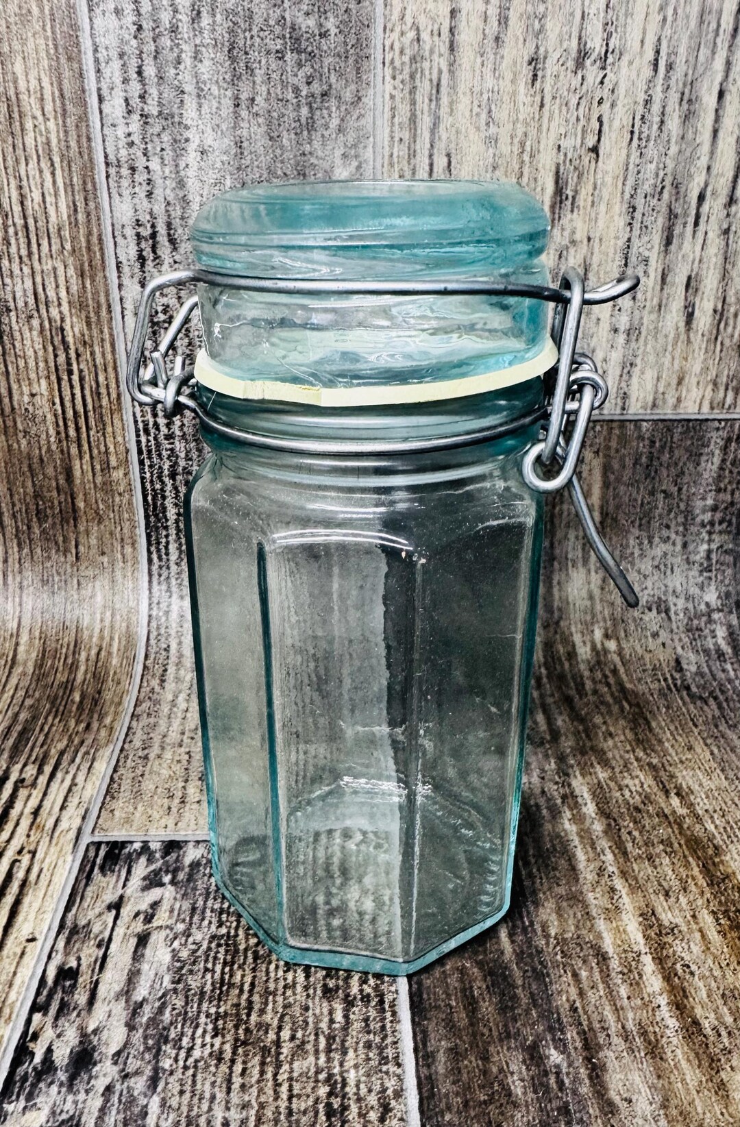 Vintage Green Glass Hermetic Locking Jar Original Hinge Made in Italy ...