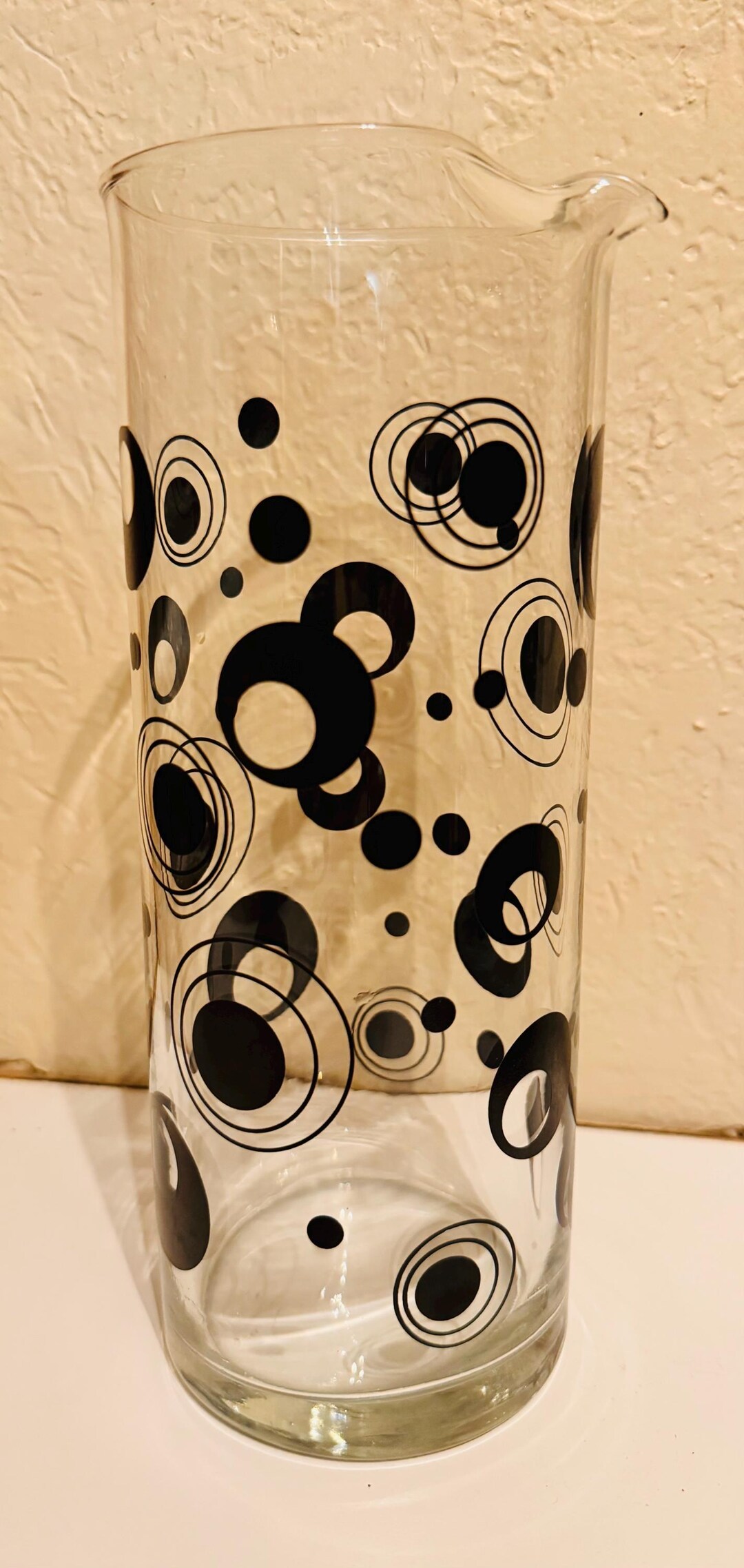VINTAGE MCM Mod Black Dot Atomic Cocktail Pitcher - Etsy