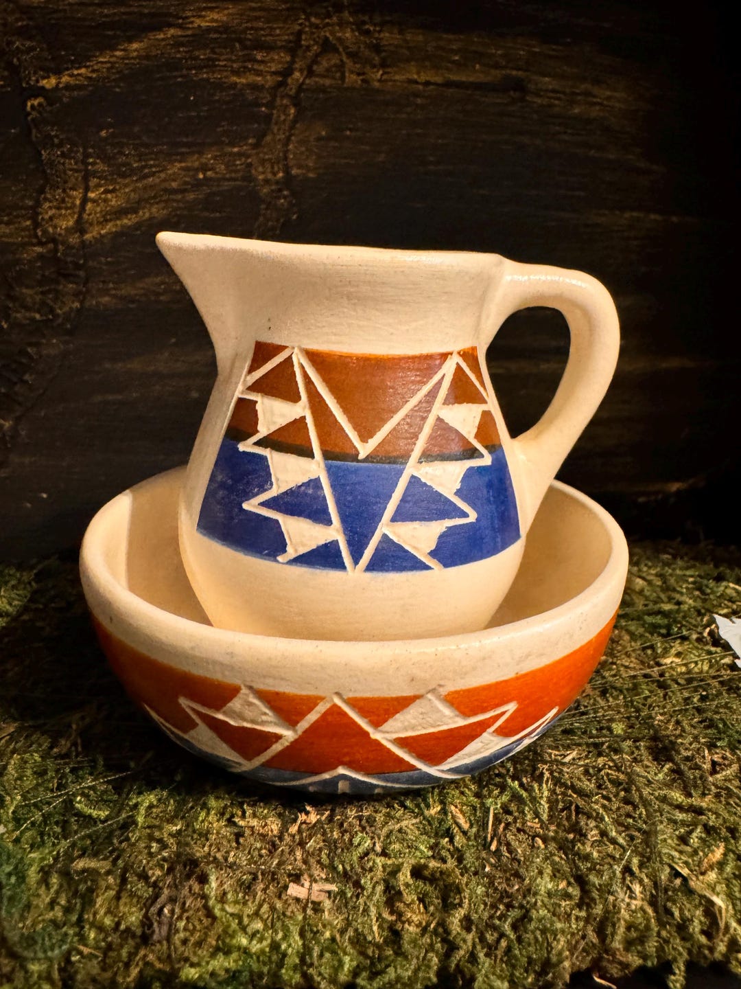 VINTAGE Sioux Pottery Creamer Pitcher Sugar Bowl Saucer Signed Native ...