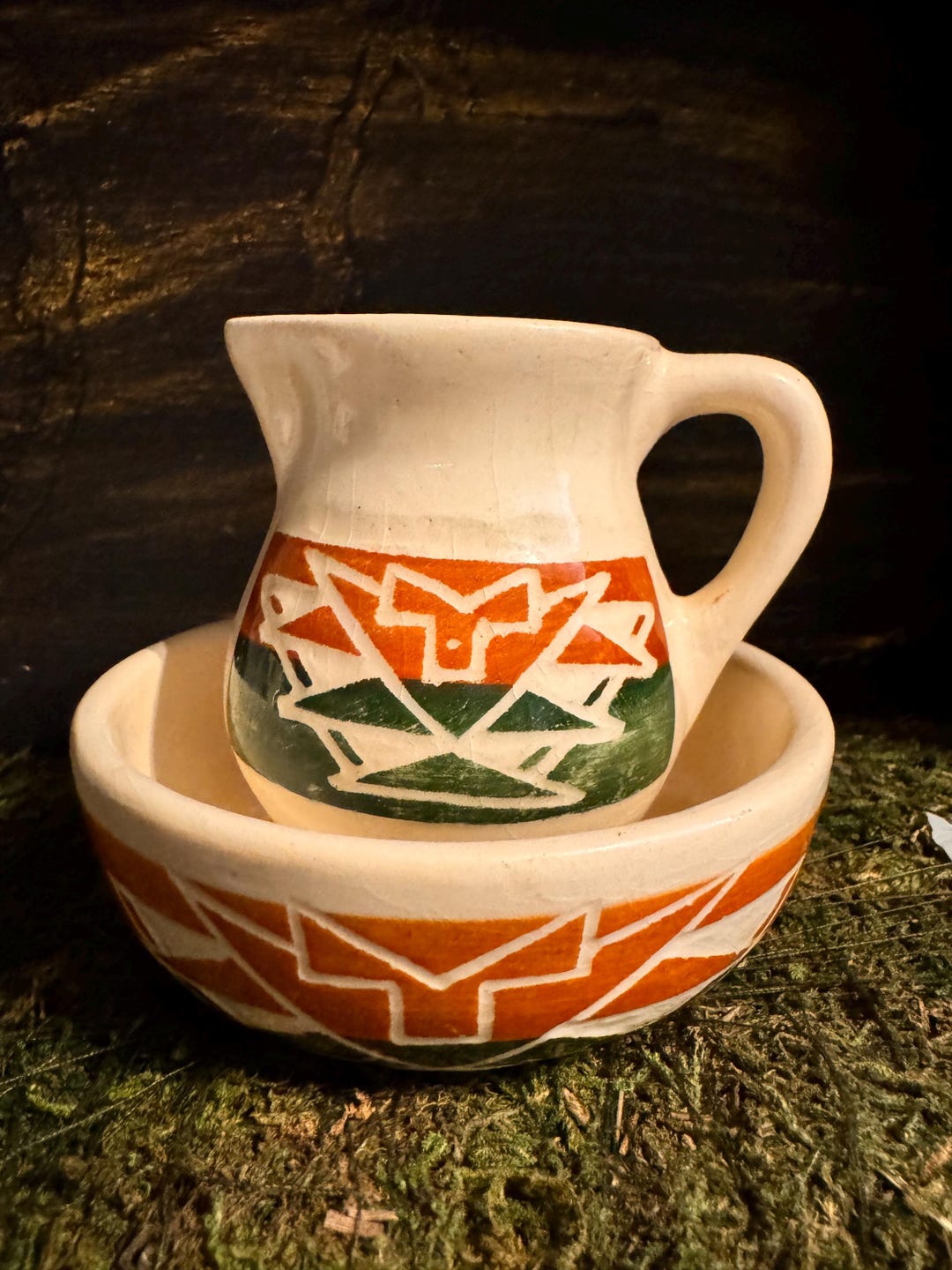VINTAGE Sioux Pottery Creamer Pitcher Sugar Bowl Saucer Signed Native ...