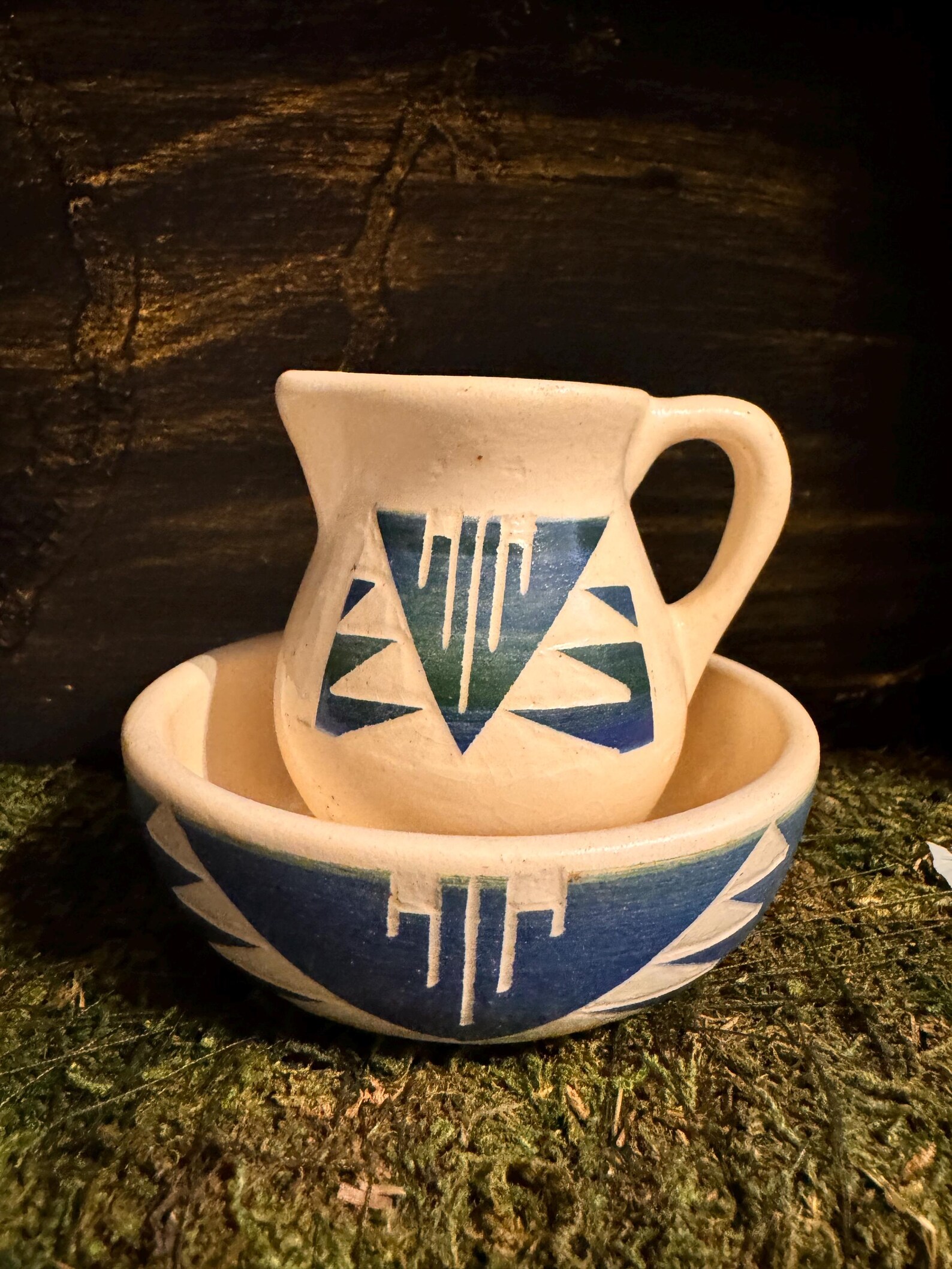 VINTAGE Sioux Pottery Creamer Pitcher Sugar Bowl Saucer Signed Native ...