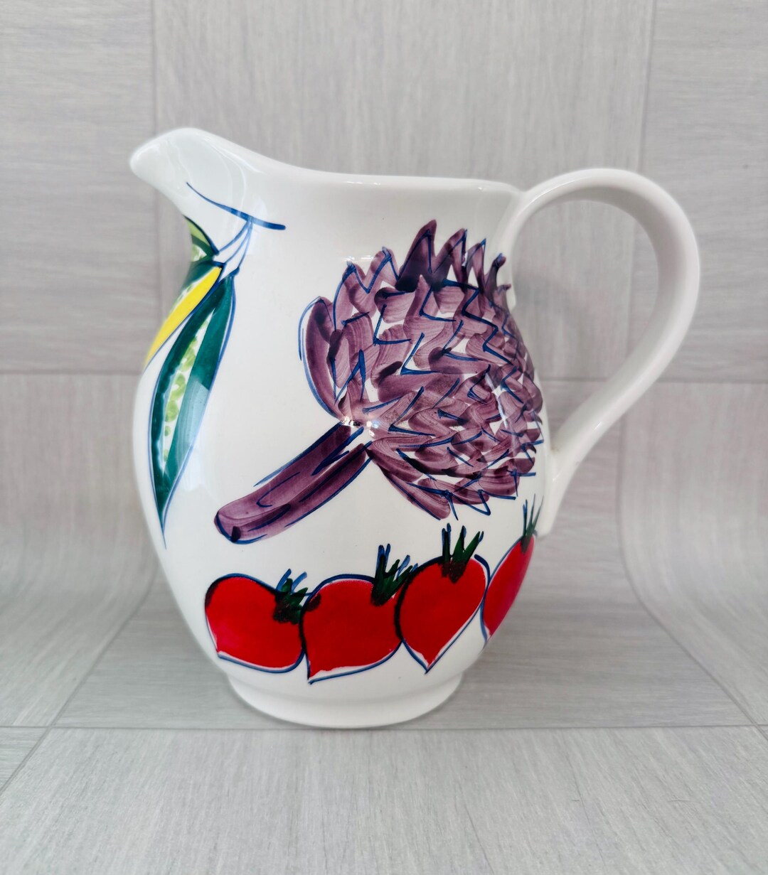 La Ceramica VBC Vegetable Pattern Pitcher Hand Painted Made in Italy ...