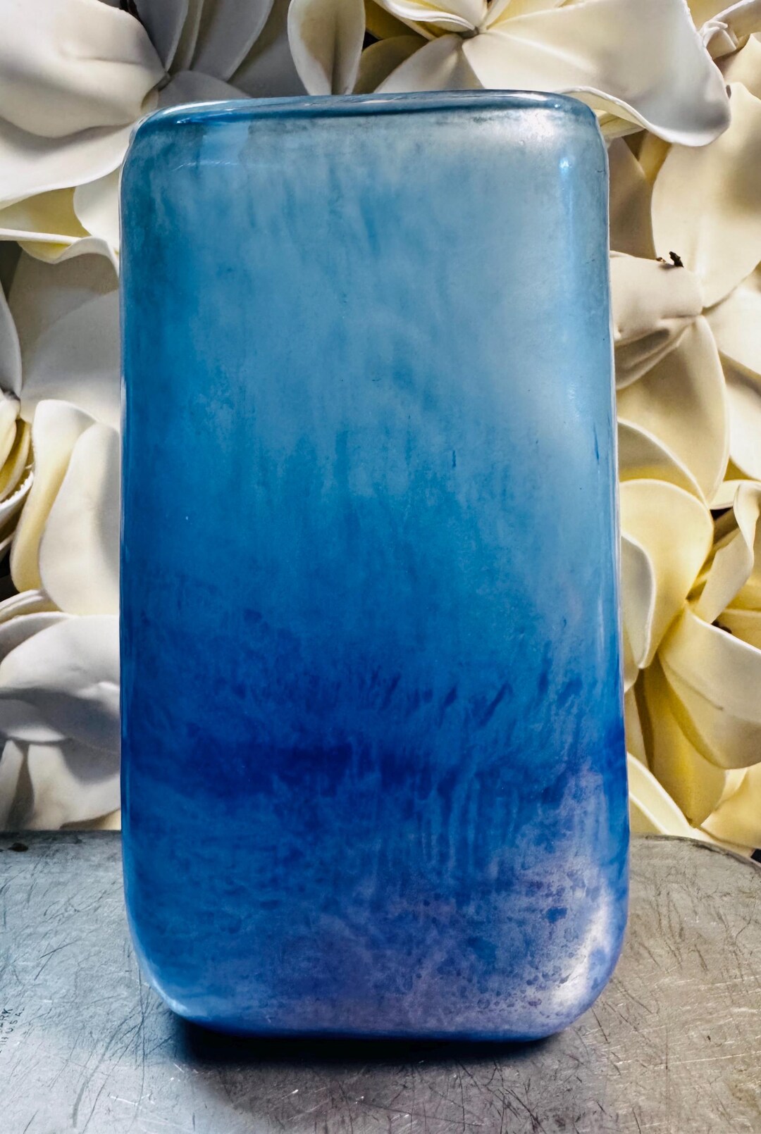 Multi-tone Blue Pearlized Glazed Glass Vase - Etsy