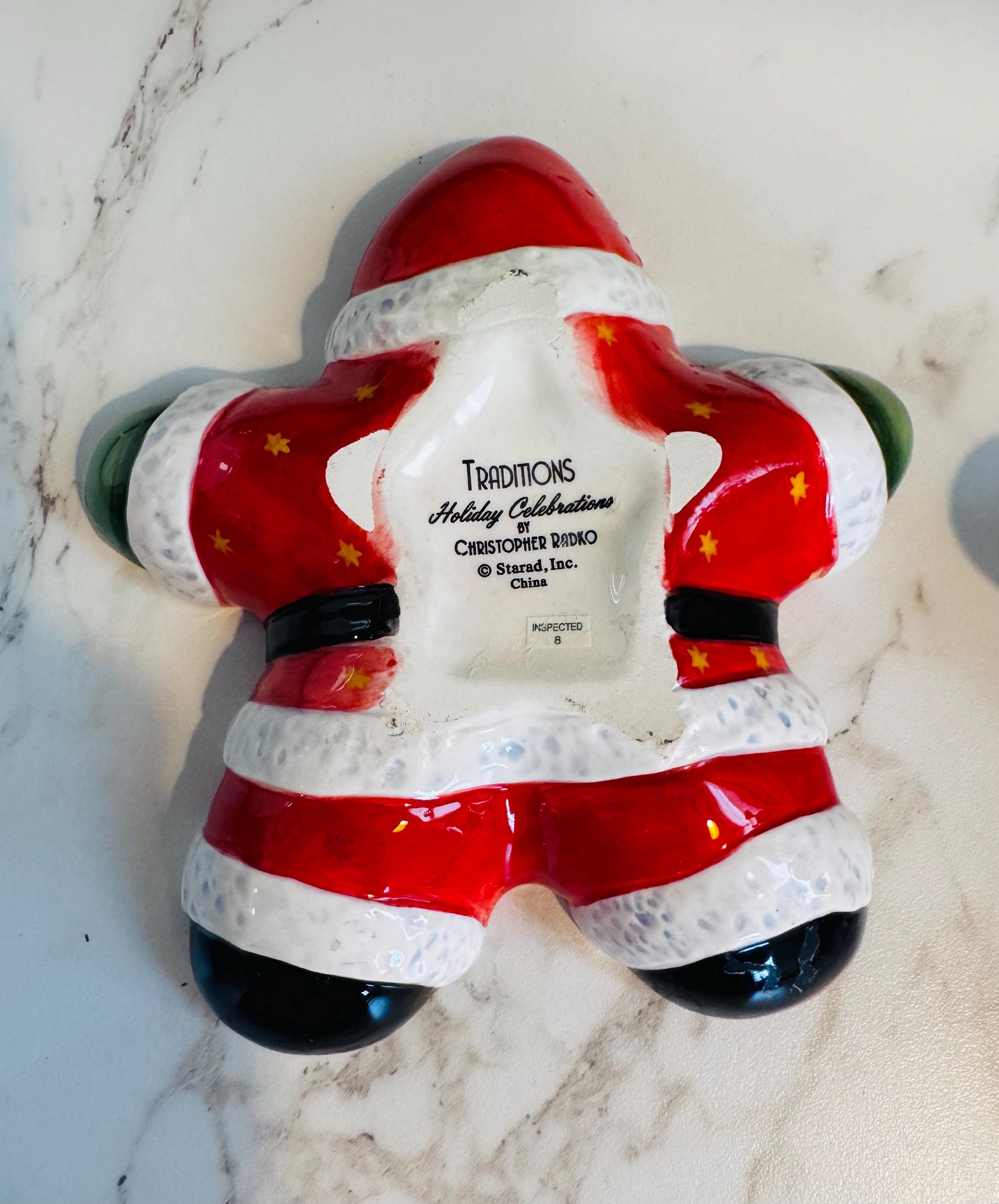 CHRISTOPHER RADKO Traditions Santa Claus Covered Candy Dish Ceramic ...