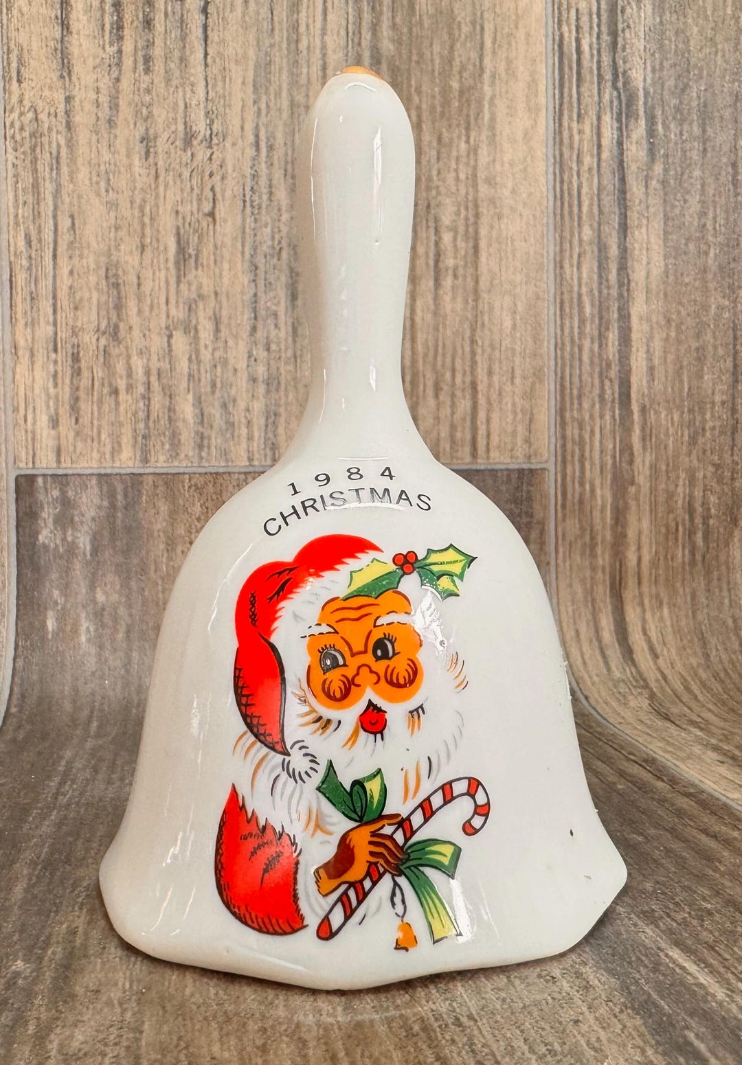 Christmas Porcelain Bell 1984 Santa With Candy Cane 217 - Etsy