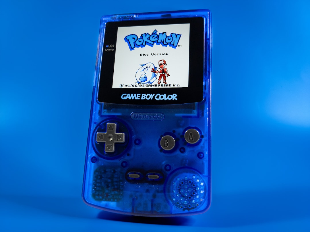 Clear Blue Gameboy Color Custom Modded - Backlit Screen, Brightness ...