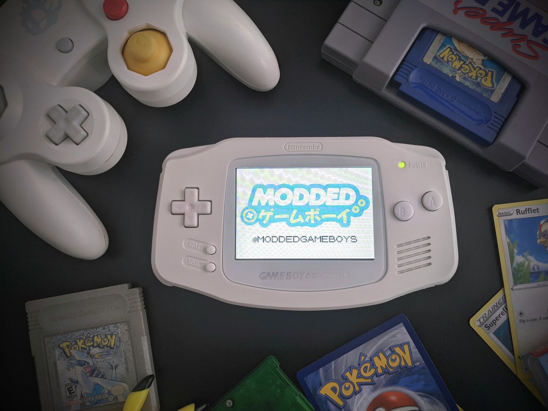 Custom Modded Gameboy Advance Pure White - New Backlit Screen, Shell ...