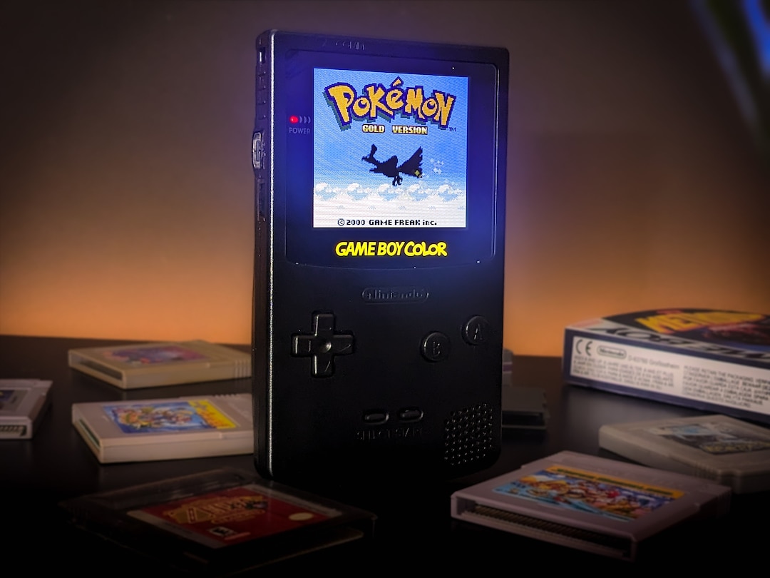 Gameboy Color Custom Modded - Black on Black - Backlit IPS, Brightness ...
