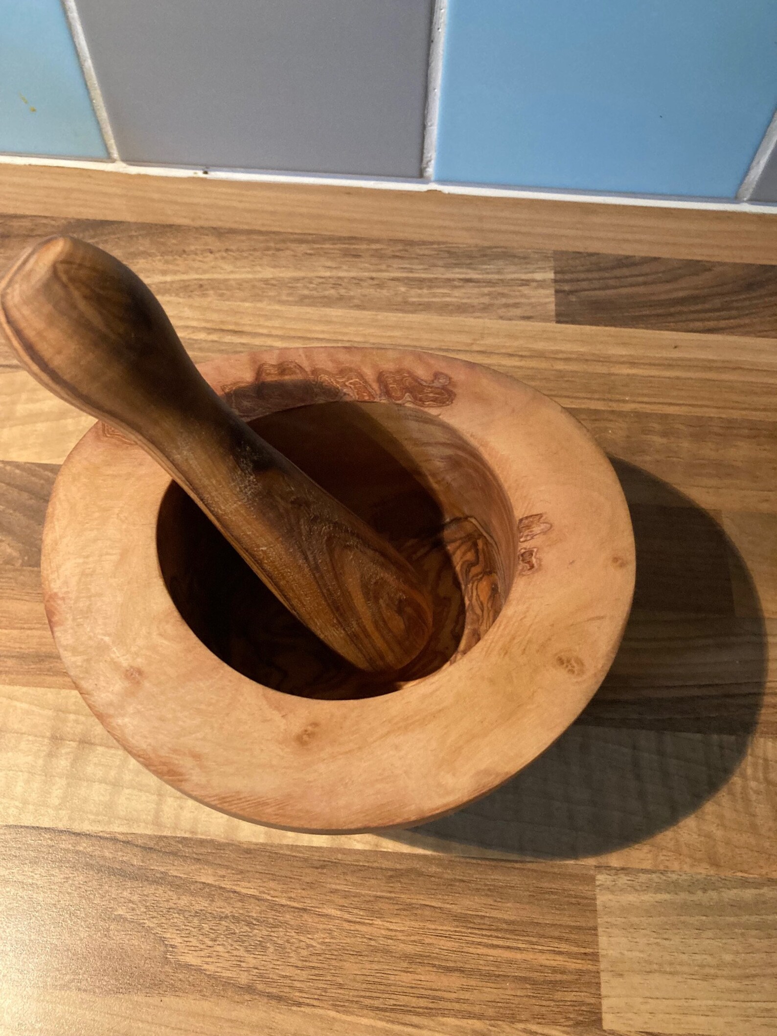 Real Olive Wood Mortar. Fully Handmade. Natural Untreated, Mortar Wood ...