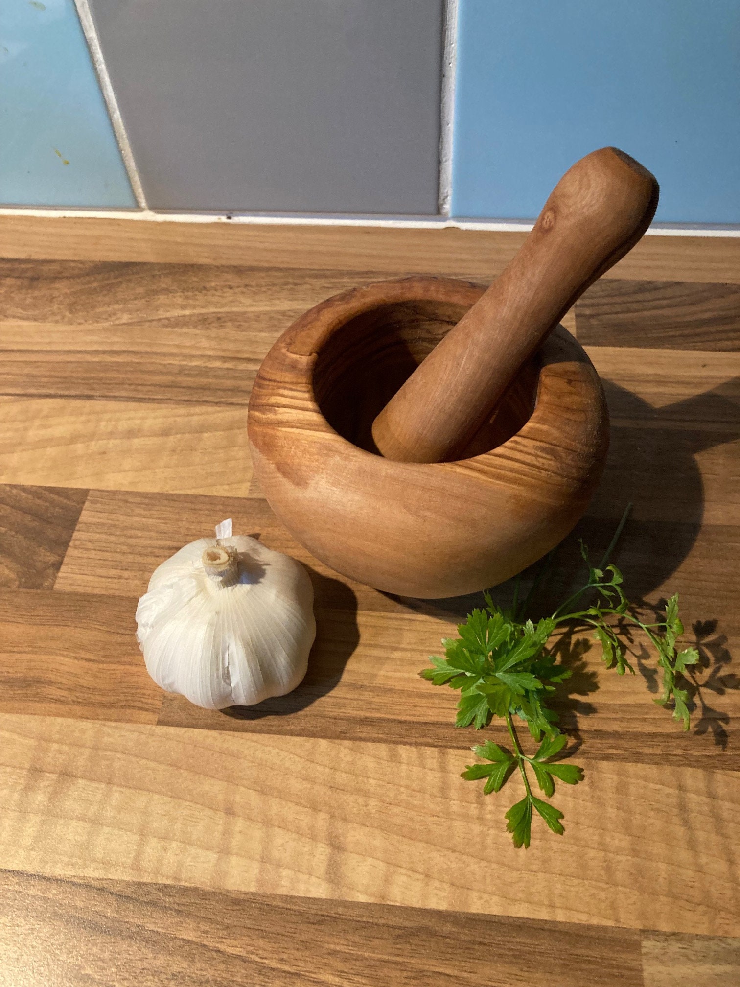 Real Olive Wood Mortar. Fully Handmade. Natural Untreated, Mortar Wood ...