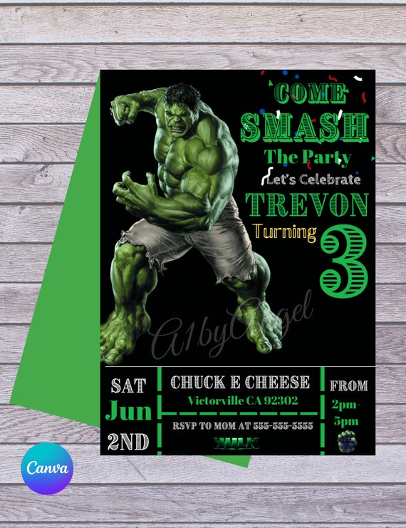 Editable Hulk Smash Birthday Invitation Hulk Smash Birthday - Etsy Canada