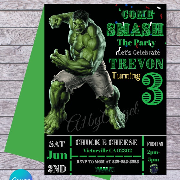 Hulk Invitations - Etsy