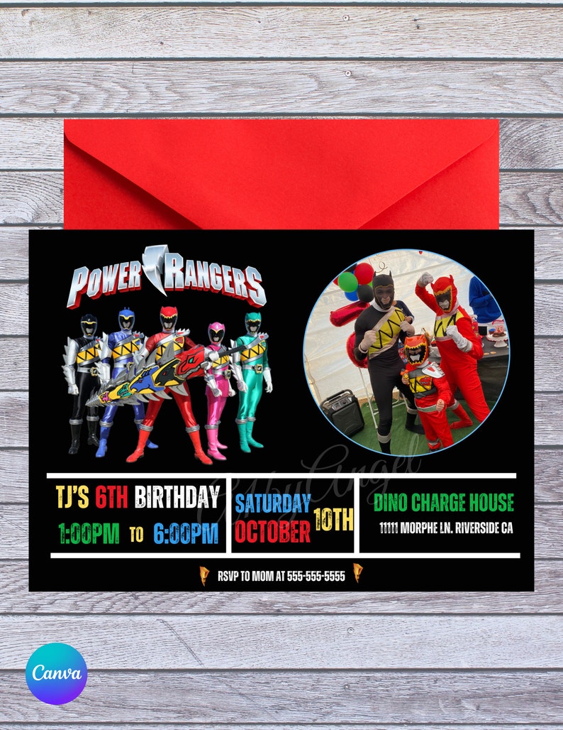 Editable Power Rangers Birthday Invitation, Power Rangers Invitation ...