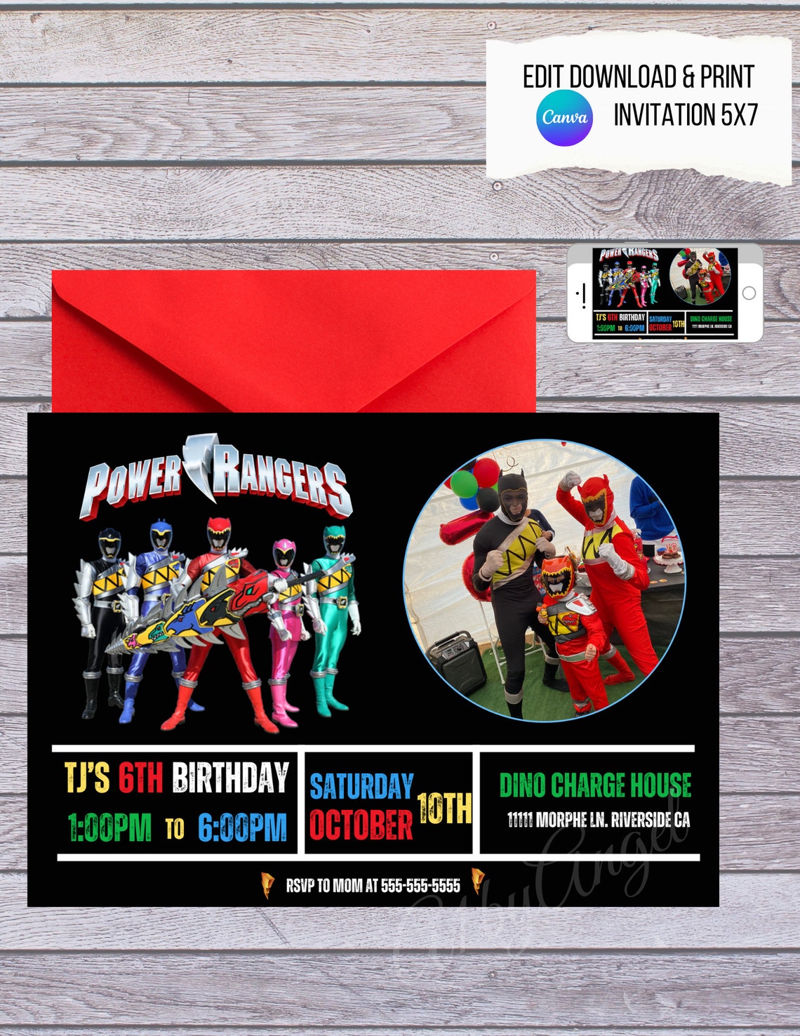 Editable Power Rangers Birthday Invitation Power Rangers - Etsy