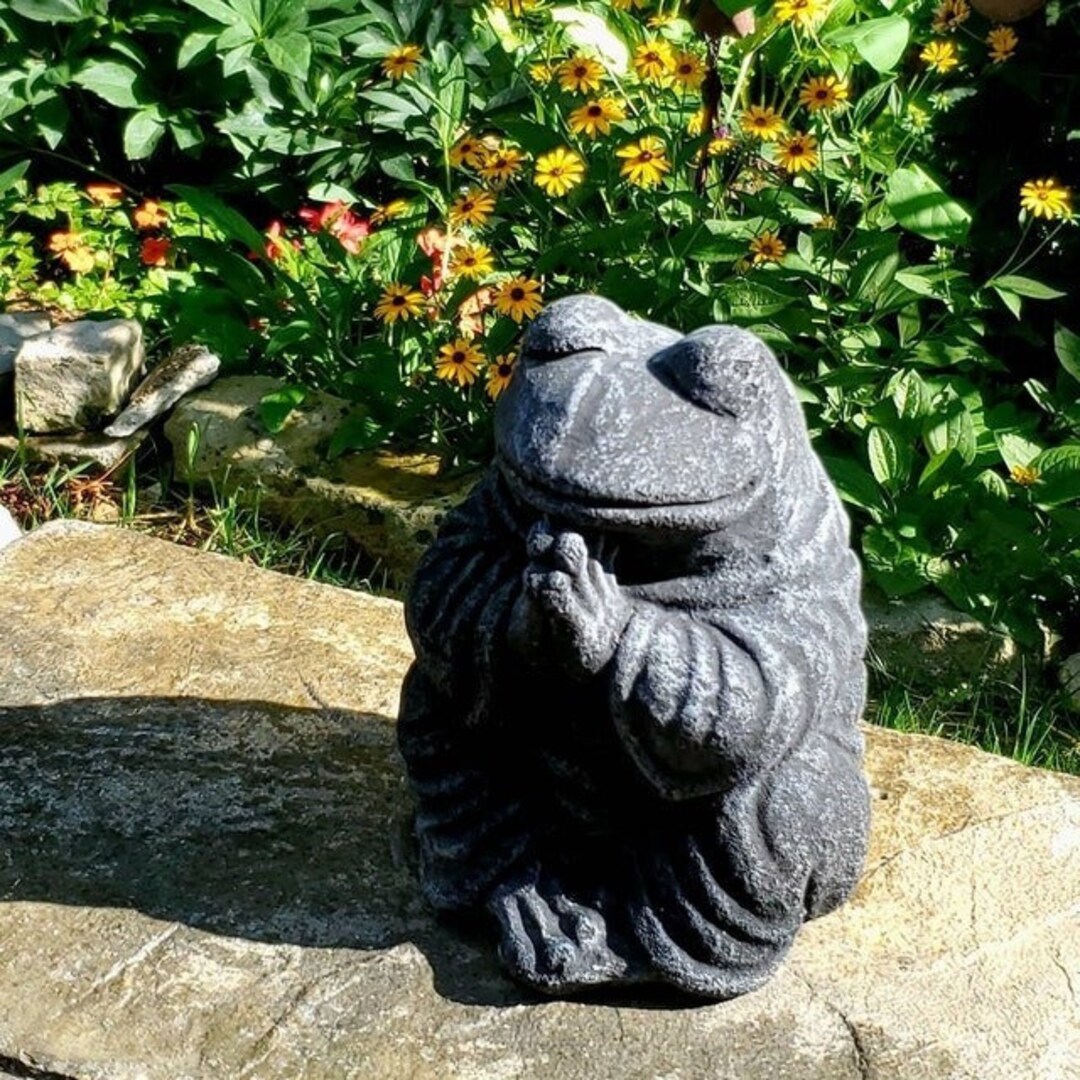 Frog Garden Statue Sculpture Praying Frog Zen Yoga - Etsy