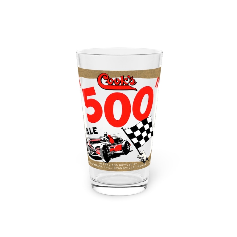Cook's 500 Ale Pint Glass: Retro Indy Racing Beer Glass, Indianapolis ...