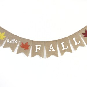 Hello Fall Burlap Banner Fall Decorations Autumn Burlap - Etsy