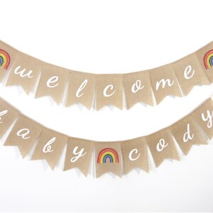 Rainbow Welcome Baby Banner, Burlap Baby Banner, Baby Shower ...