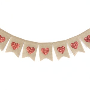 Glitter Heart Banner, Valentines Day Decor, Happy Valentines Day Banner ...