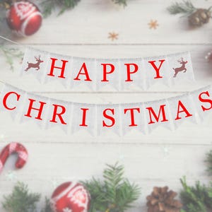 Happy Christmas Banner, Happy Christmas Bunting, Christmas Decor ...