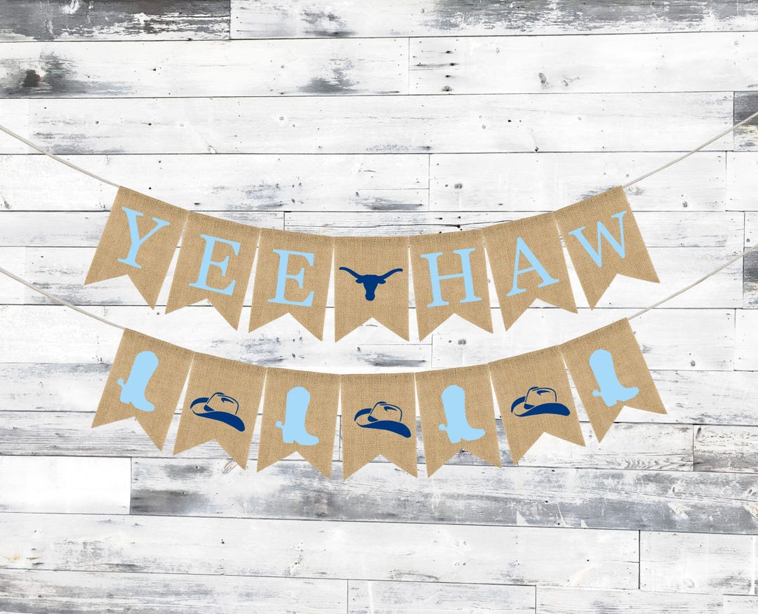 Yee Haw Burlap Banner, Western Party Decor, Rustic Country Garland ...