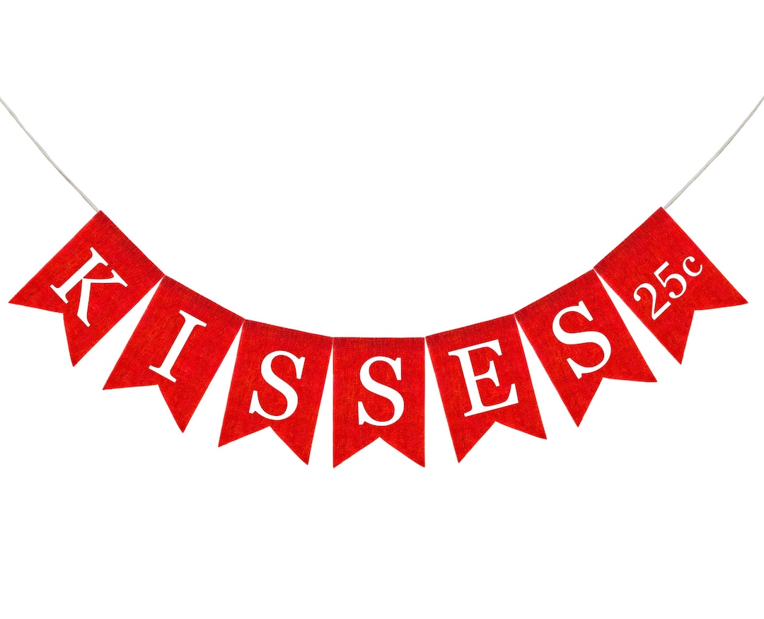Kisses Banner, Happy Valentines Day Banner, Valentines Day Decor ...