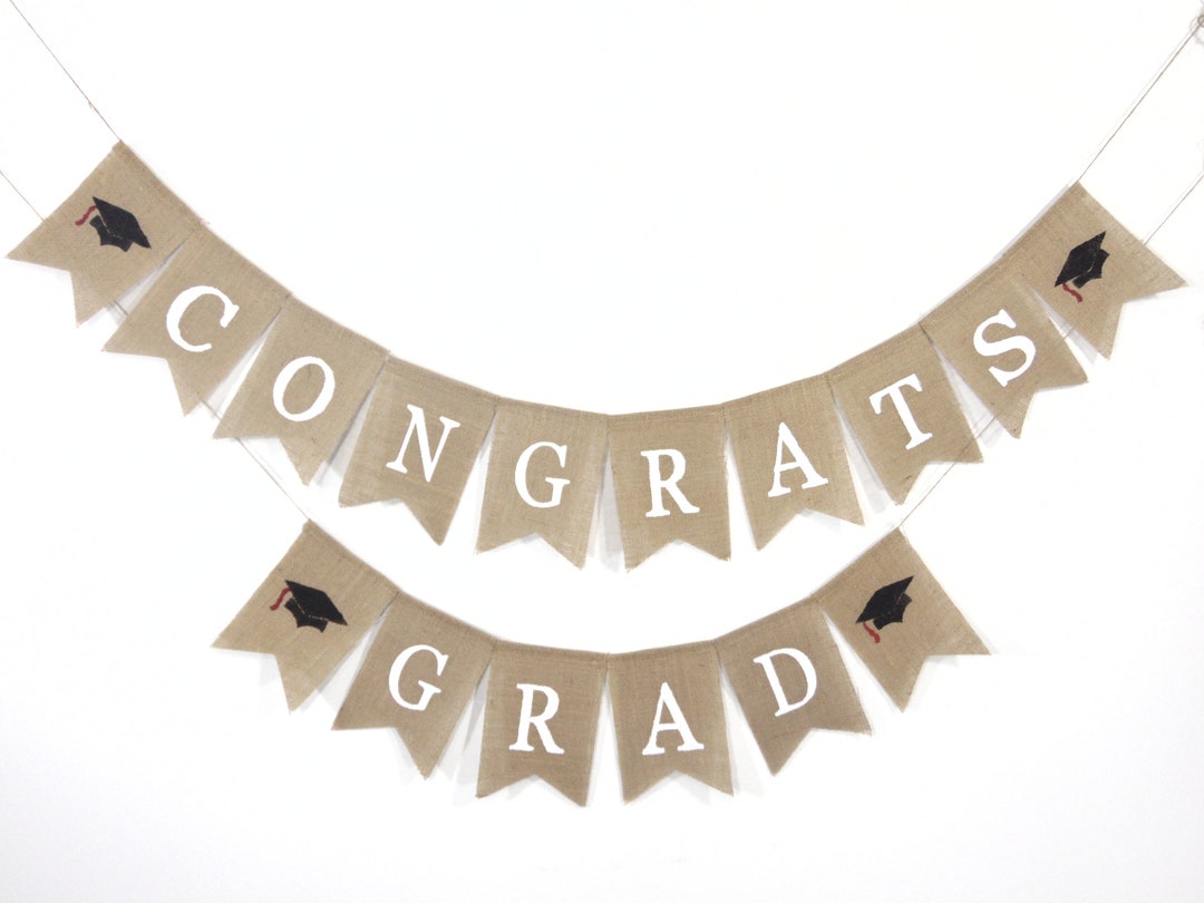 Graduation Burlap Banner, Congrats Grad Banner, Congrats Banner ...