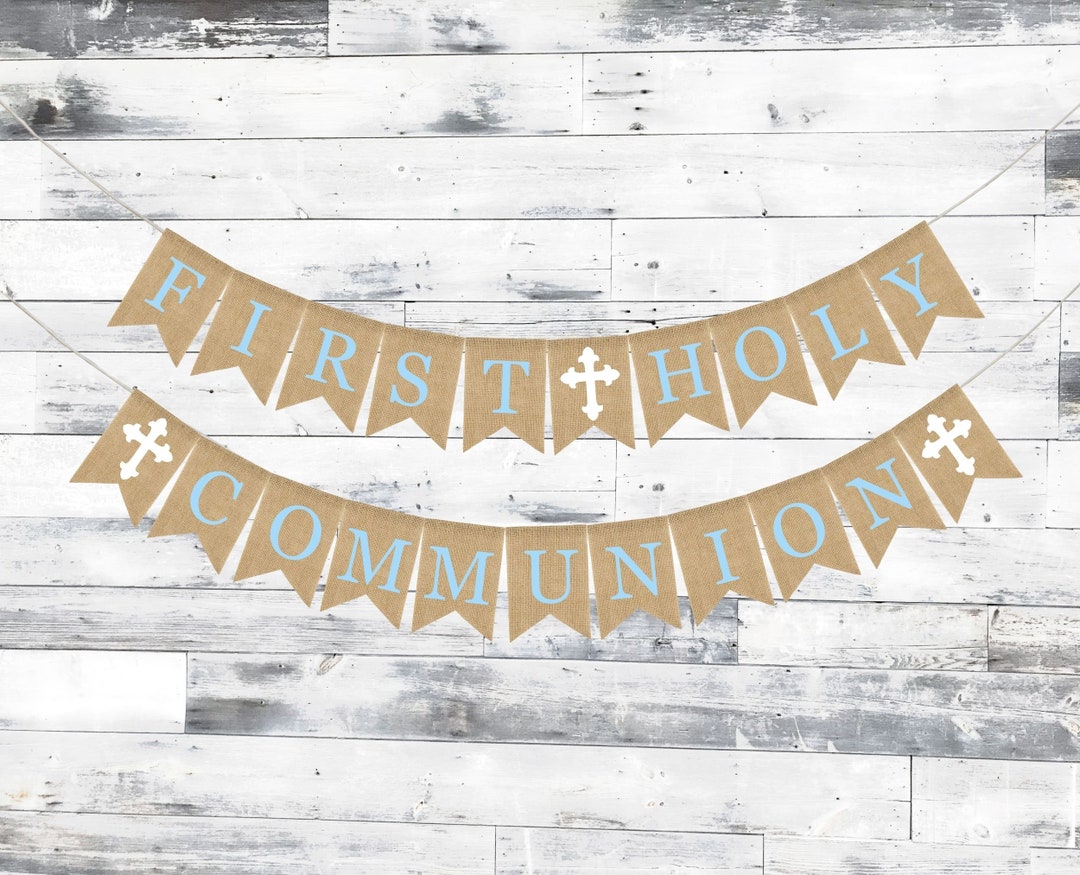 First Holy Communion Boy Banner, God Bless Banner, Custom Personalized ...