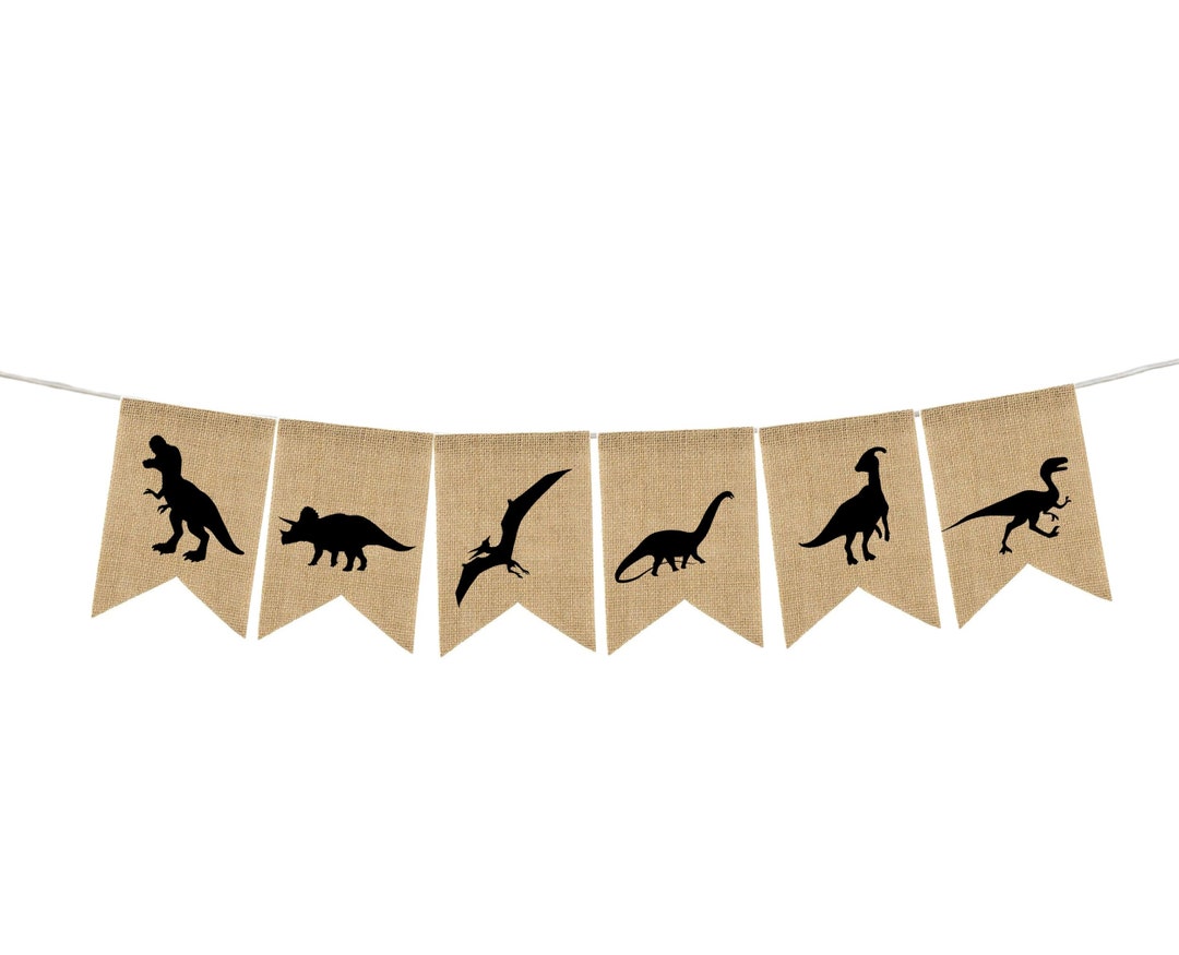 Dinosaur Burlap Banner, Personalized Dinosaur Banner, Dinosaur Birthday ...