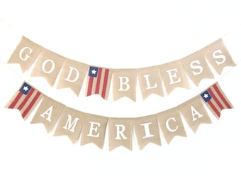God Bless America Banner, American Flag Banner, Patriotic Banner ...