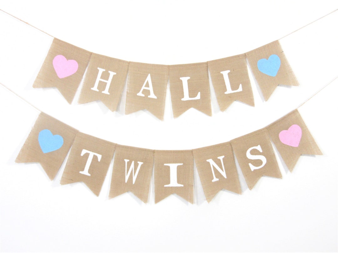 Twins Baby Shower Banner, Twins Bunting, Twice Blessed Banner, Twins ...