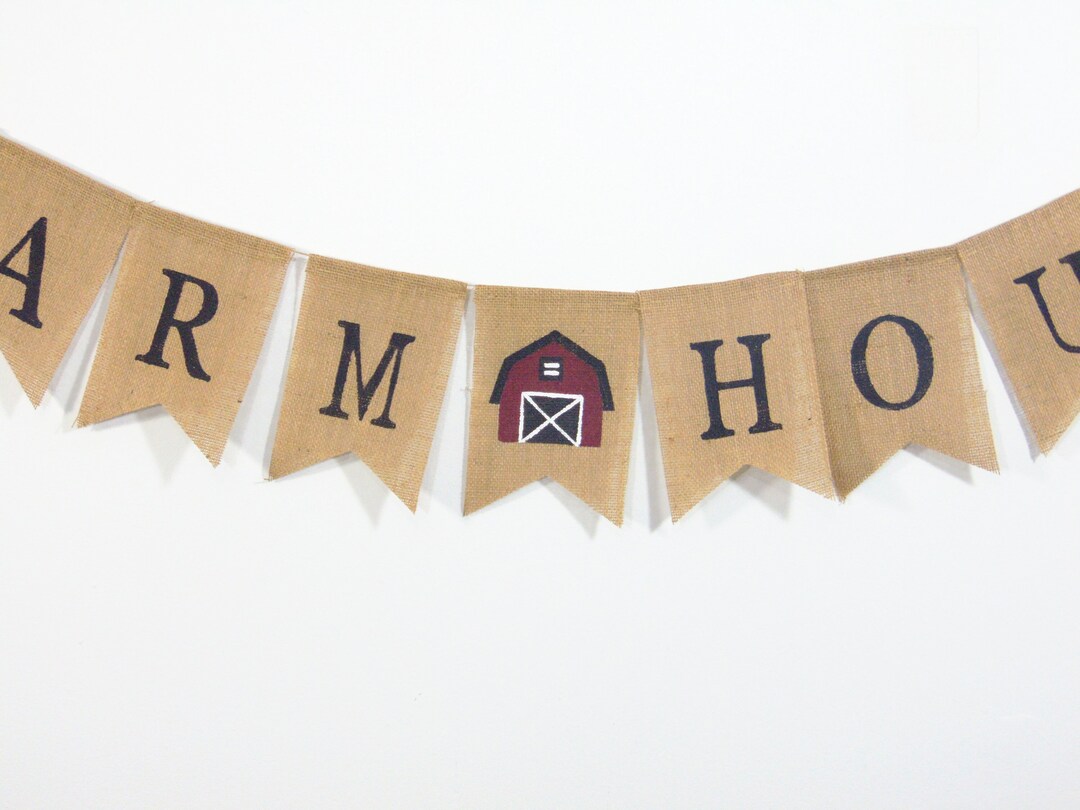 Farm House Banner, Barn Burlap Banner, Barnyard Decorations, Farm ...