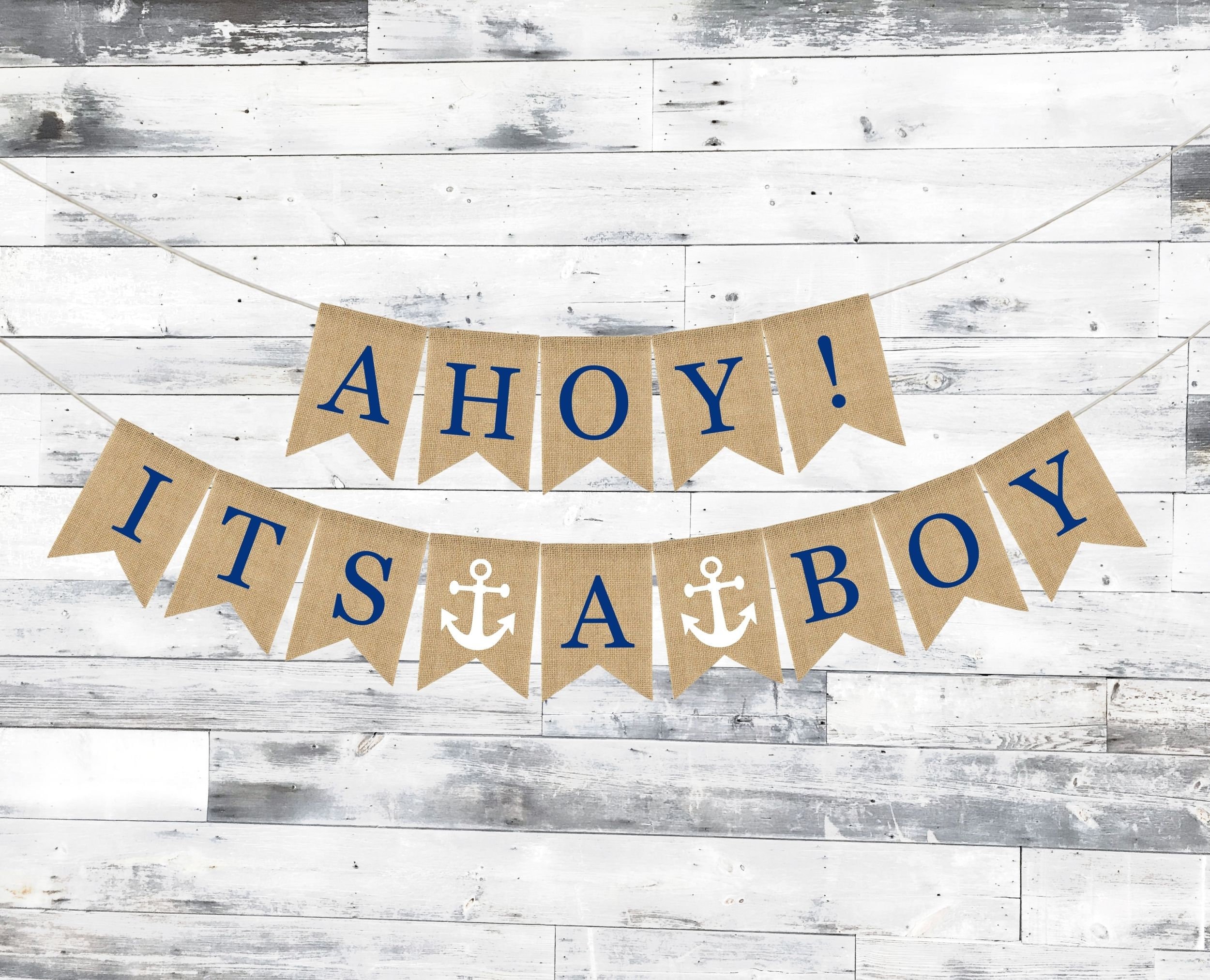 Nautical Baby Shower, Its A Boy Banner, Ahoy Its a Boy, Nautical Shower ...