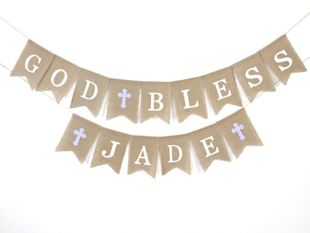Boy Baptism Banner, First Communion Banner, Baptism Bunting, God Bless ...