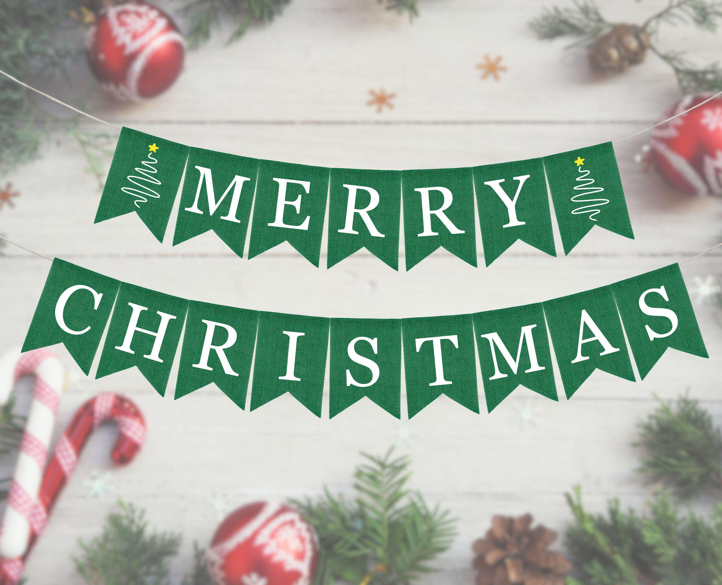 Merry Christmas Banner, Merry Christmas Bunting, Christmas Decor ...