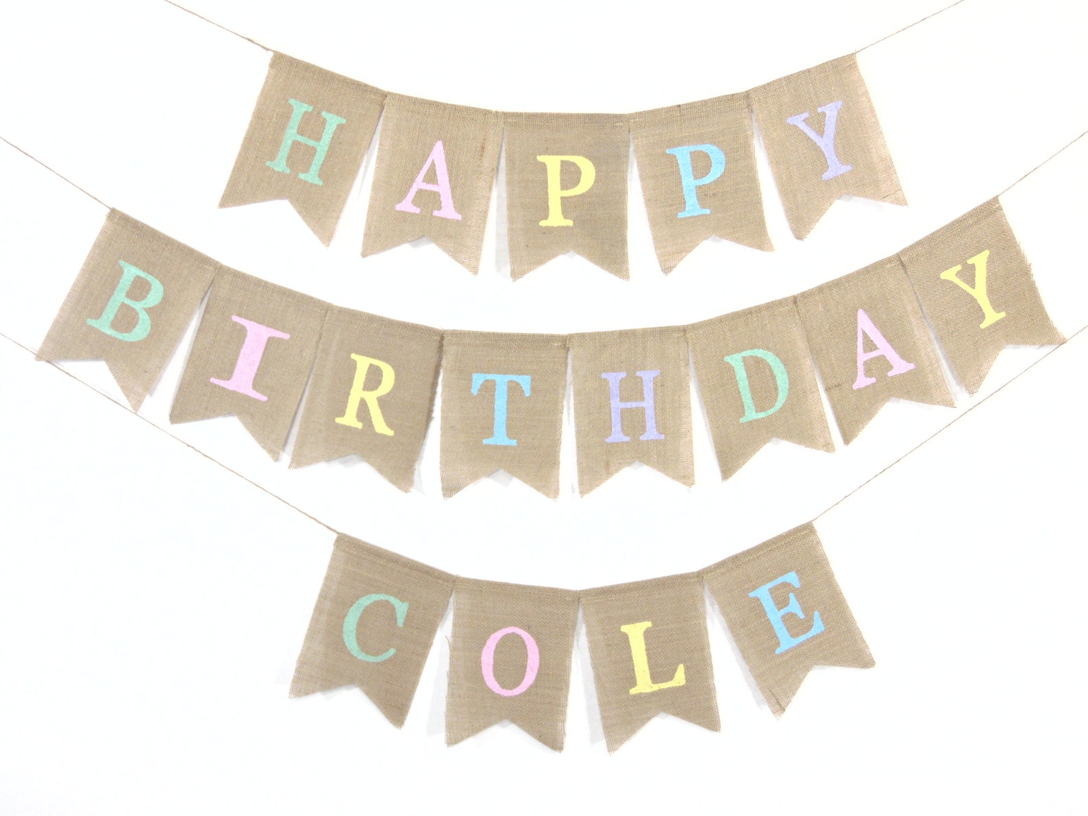 Happy Birthday Burlap Banner Happy Birthday Pastel Colors - Etsy