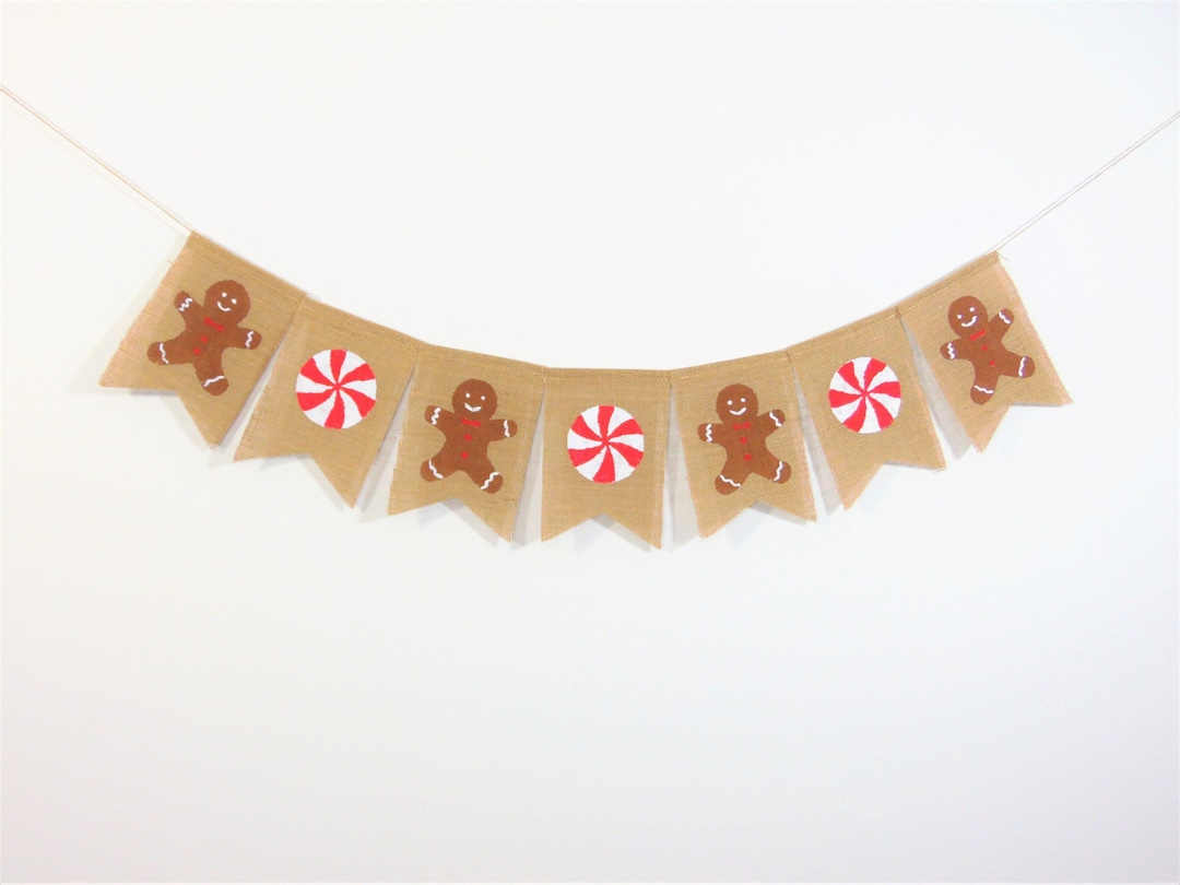 Gingerbread Christmas Banner, Peppermint Christmas Bunting, Christmas ...