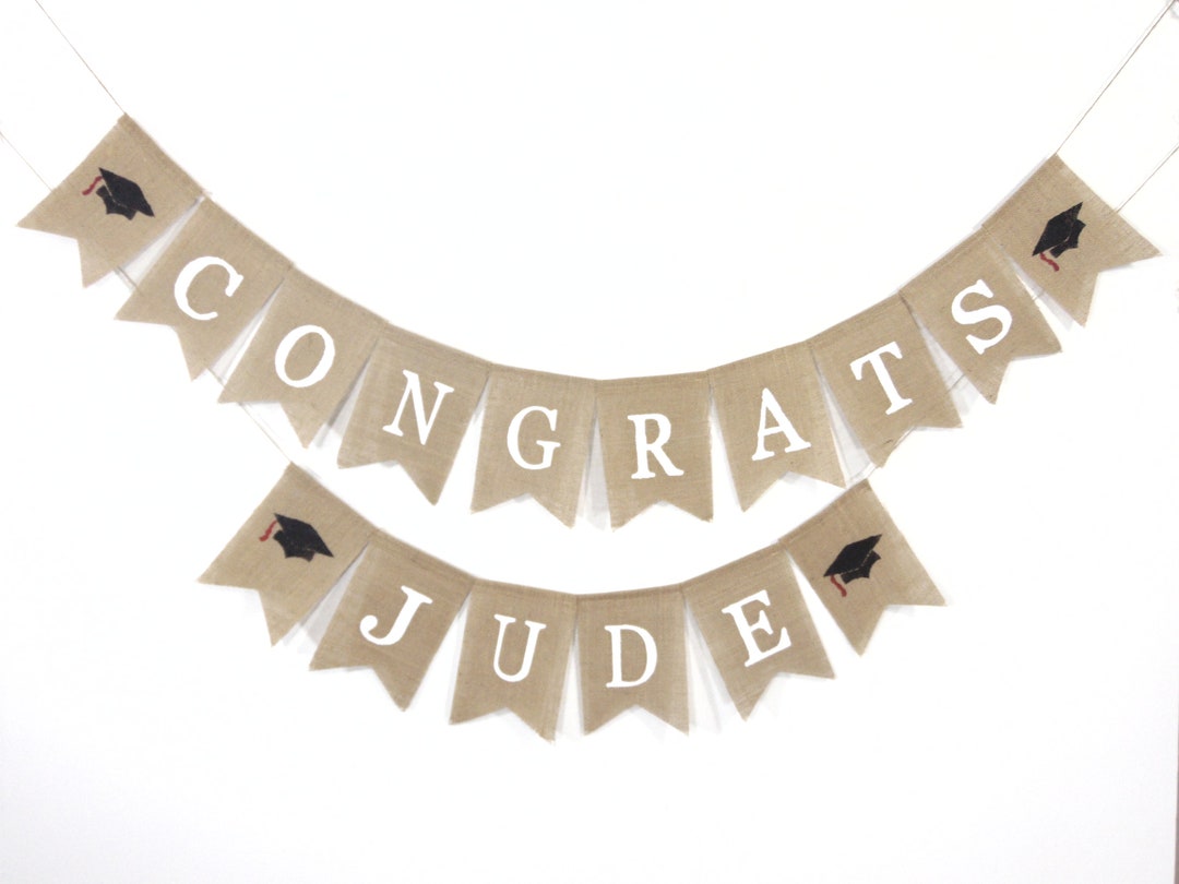 Custom Graduation Burlap Banner, Congrats Grad Banner, Congrats Banner ...