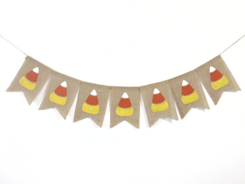 Halloween Decorations, Candy Corn Banner, Halloween Burlap Banner, Fall ...