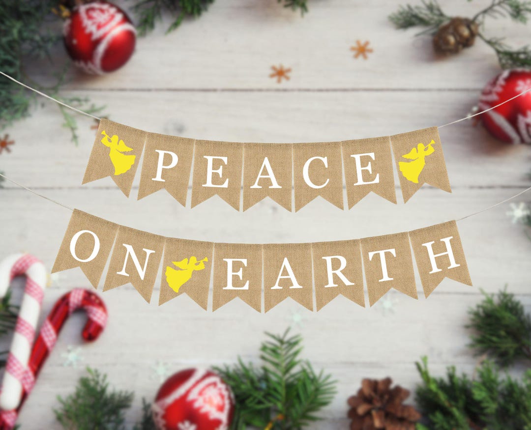 Peace on Earth Banner, Christmas Decorations, Christmas Mantel ...