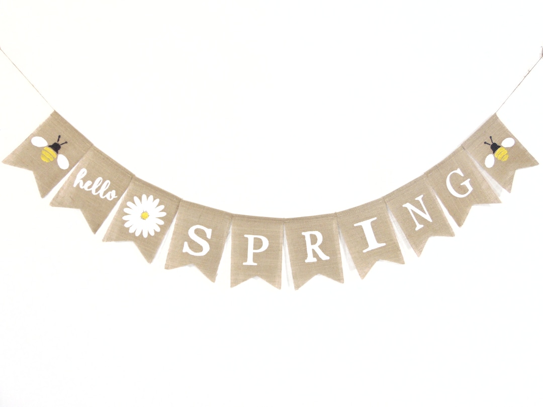Hello Spring Banner, Spring Decorations, Spring Easter Decor, Burlap ...