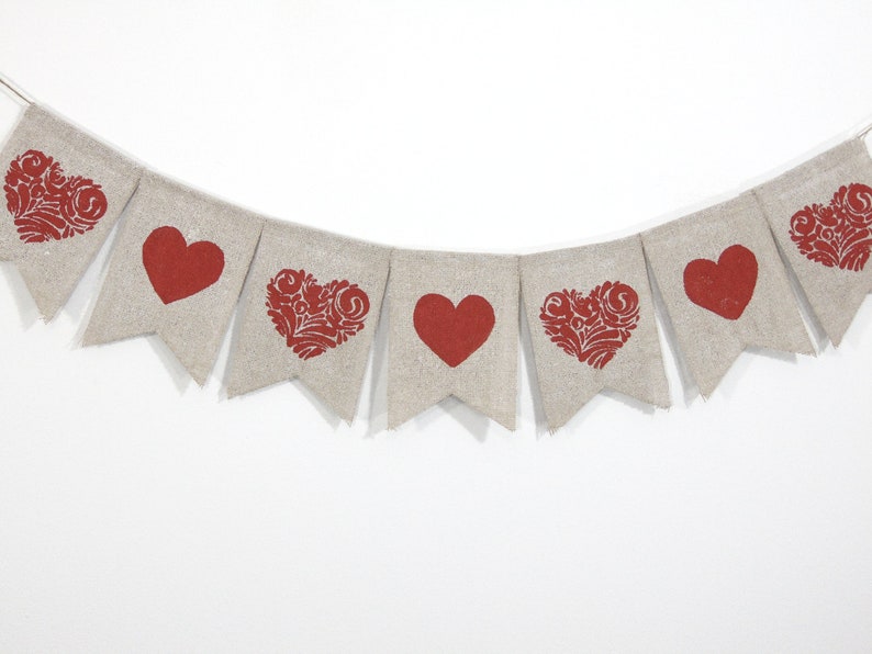 Valentine Heart Banner Valentines Day Decor Happy Valentines - Etsy