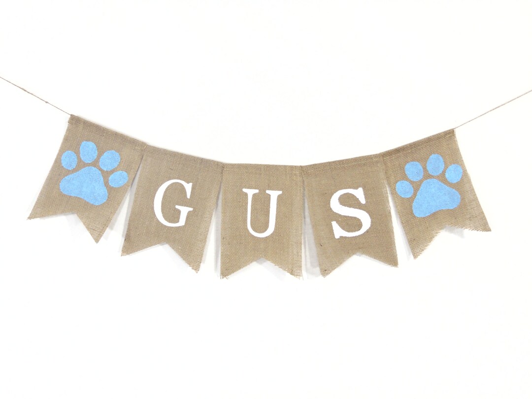 Paw Print Custom Name Banner, Personalized Pet Name Banner, Burlap ...