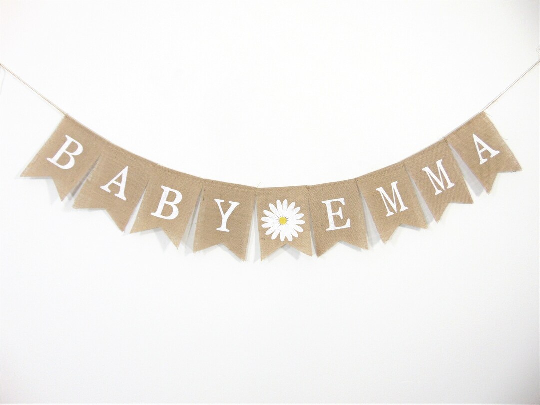 Custom Baby Name Banner, Floral Baby Shower Decorations, Daisy Shower ...
