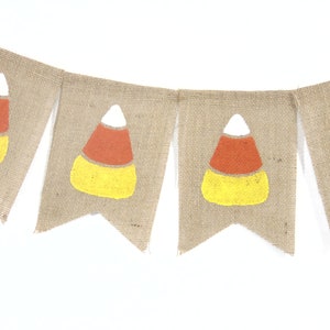 Halloween Decorations, Candy Corn Banner, Halloween Burlap Banner, Fall ...