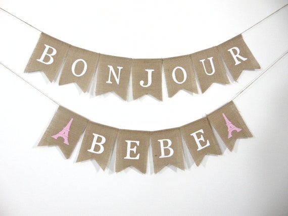 Bonjour Bebe Banner French Baby Shower Paris Theme Baby - Etsy