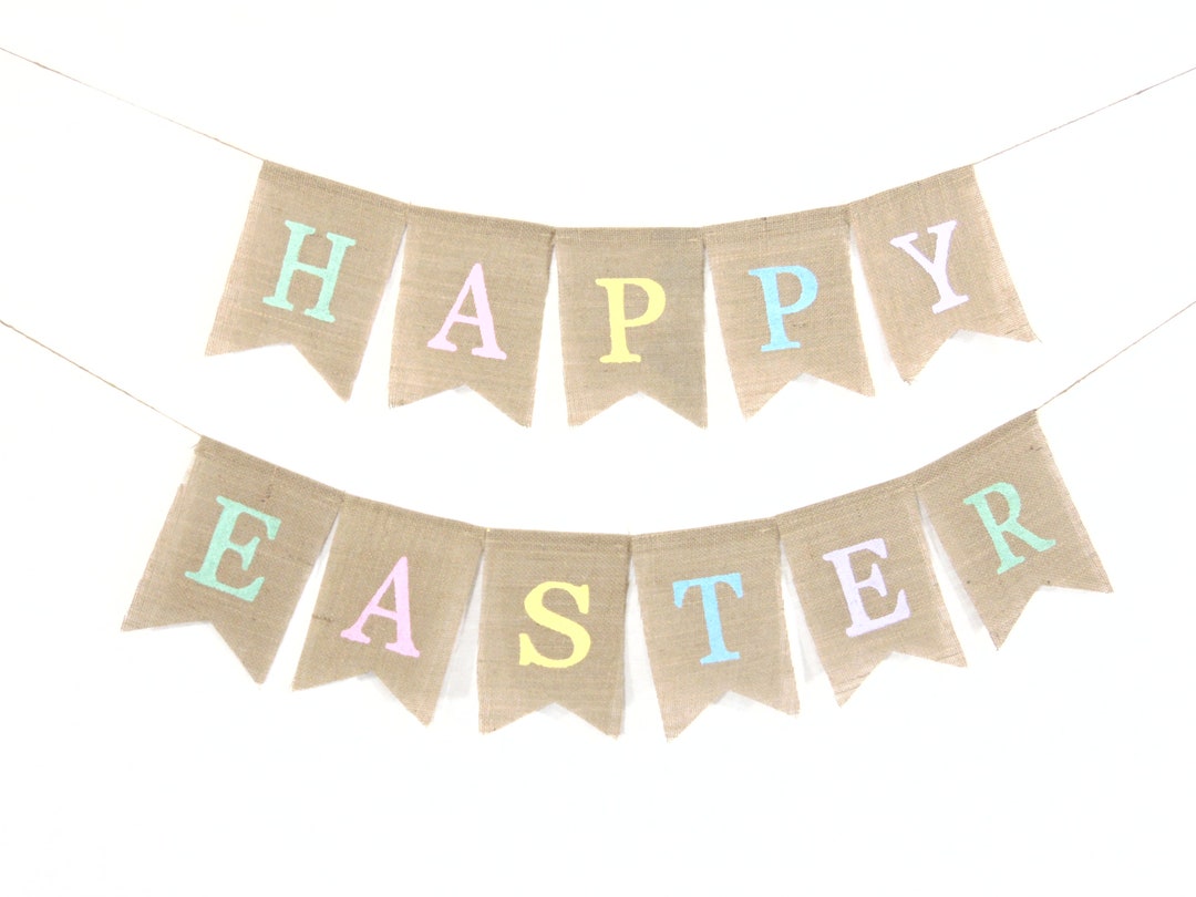 Happy Easter Banner, Easter Decor, Easter Bunting, Easter Garland ...