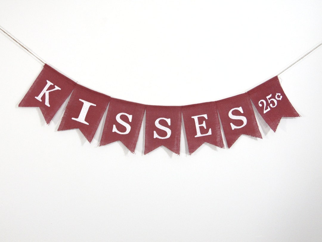 Kisses Banner Happy Valentines Day Banner Valentines Day - Etsy